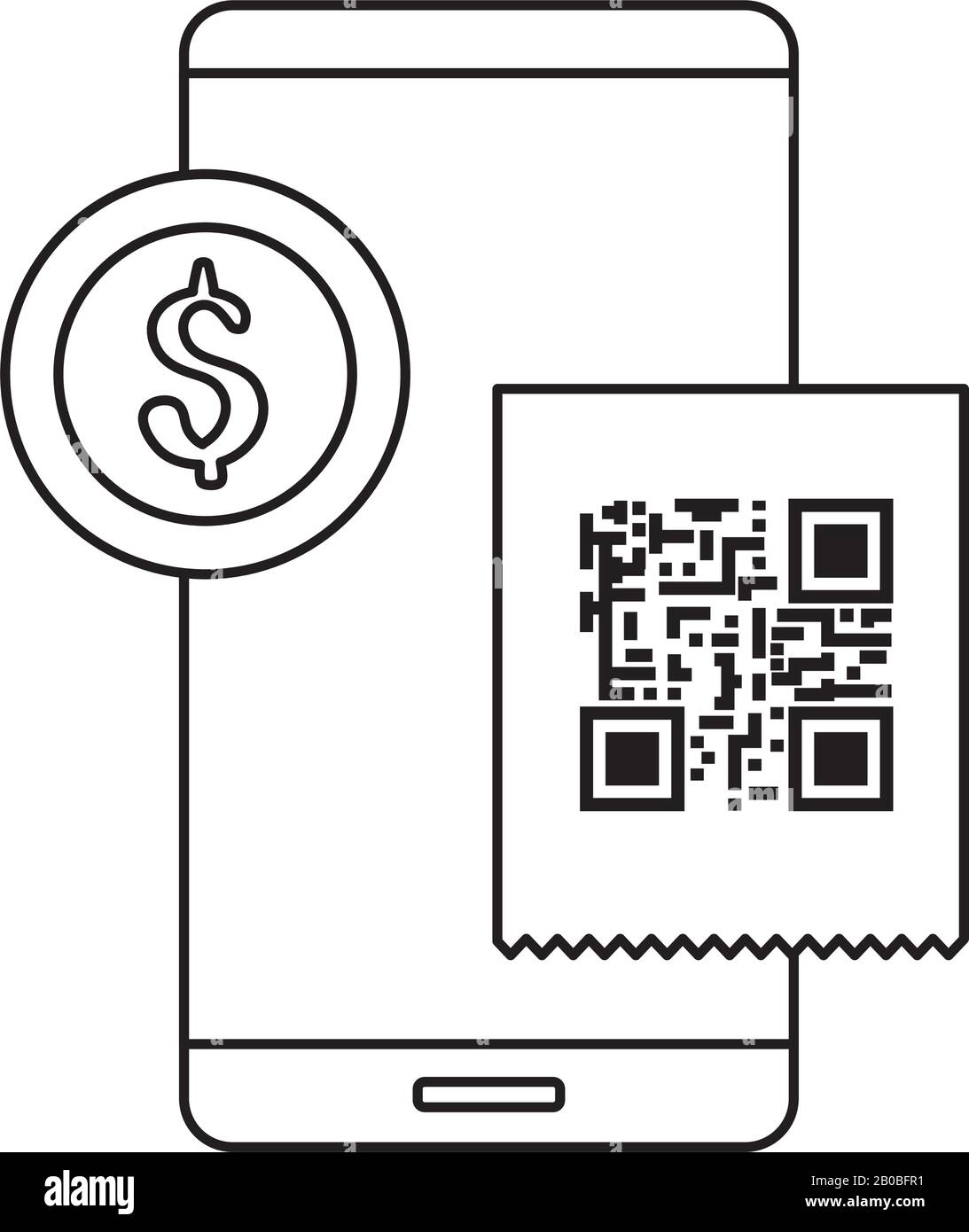 smartphone with code qr and coin Stock Vector Image & Art - Alamy