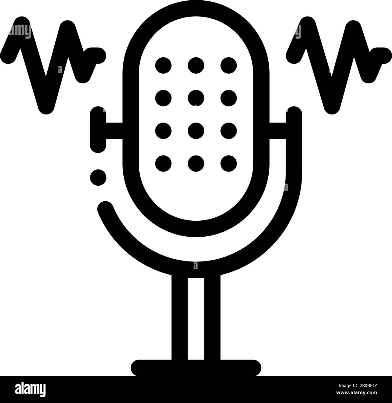 Microphone Waves Icon Vector Outline Illustration Stock Vector Image ...