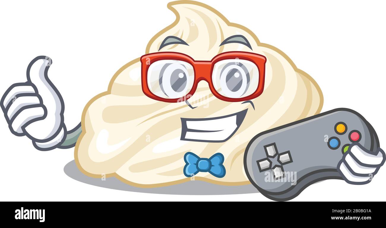 Smiley gamer whipped cream cartoon mascot style Stock Vector Image ...