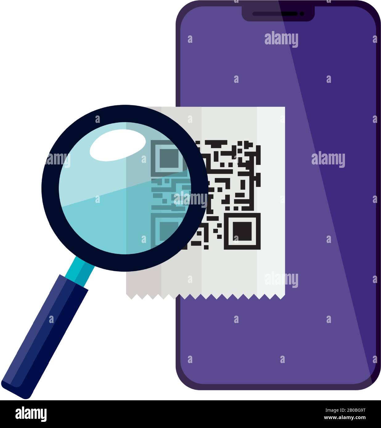 smartphone with scan code qr and magnifying glass Stock Vector Image ...