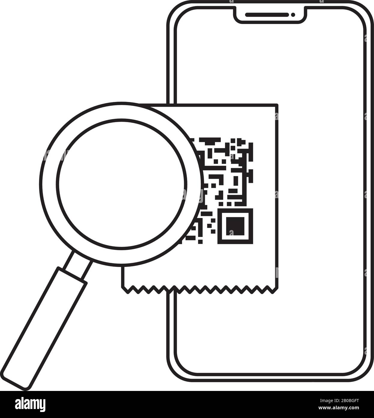 smartphone with scan code qr and magnifying glass Stock Vector Image ...