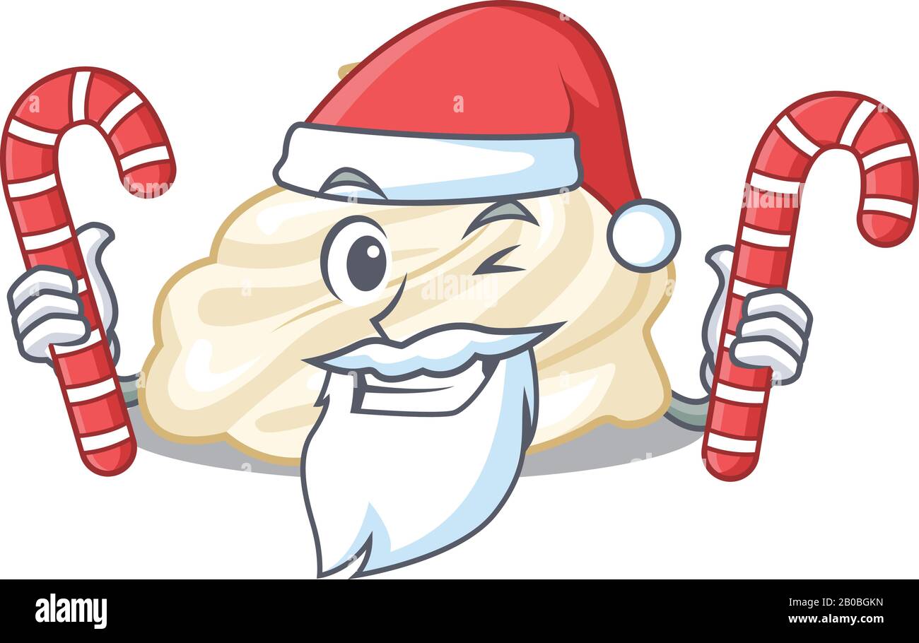 Whipped cream Cartoon character wearing Santa costume bringing a candy ...