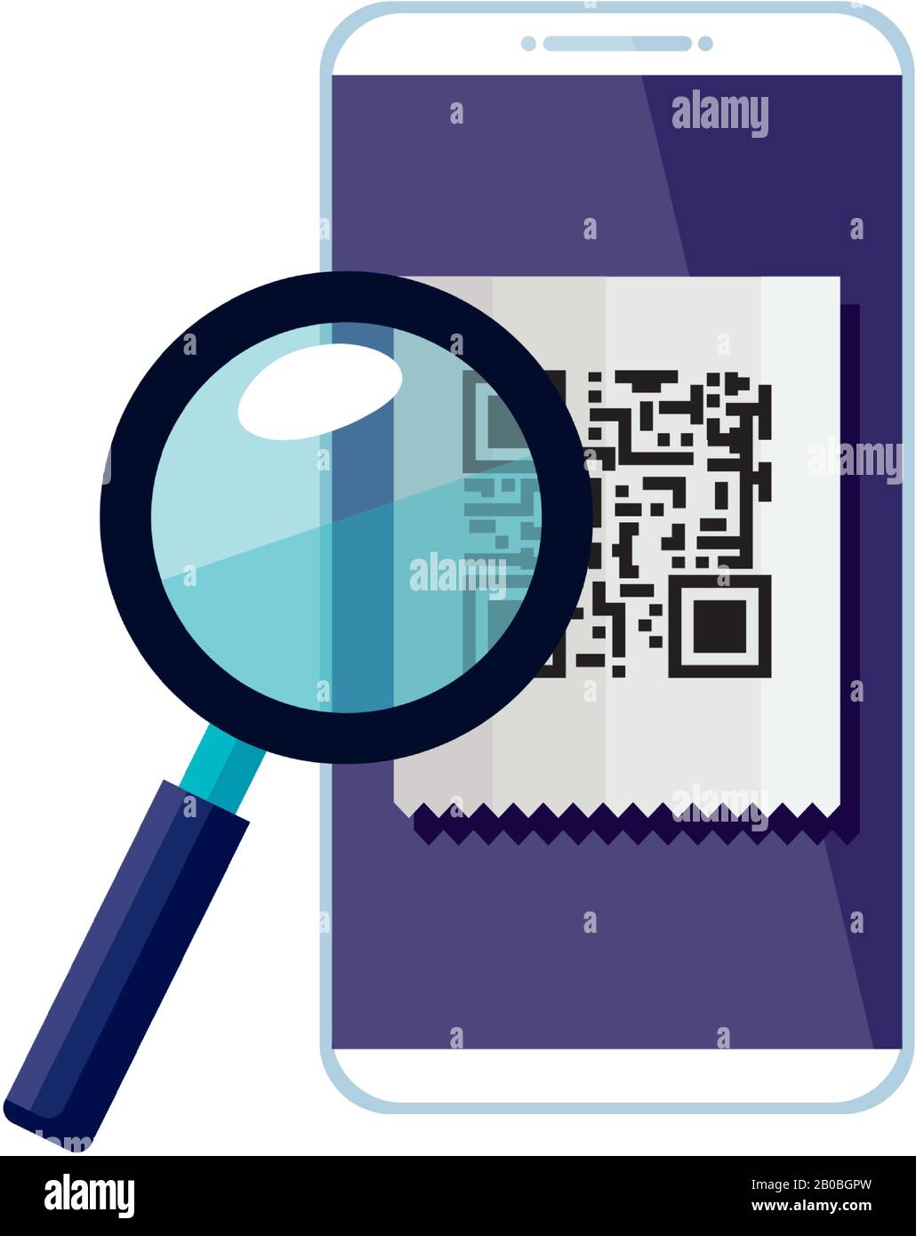 smartphone device with scan code qr and magnifying glass Stock Vector ...