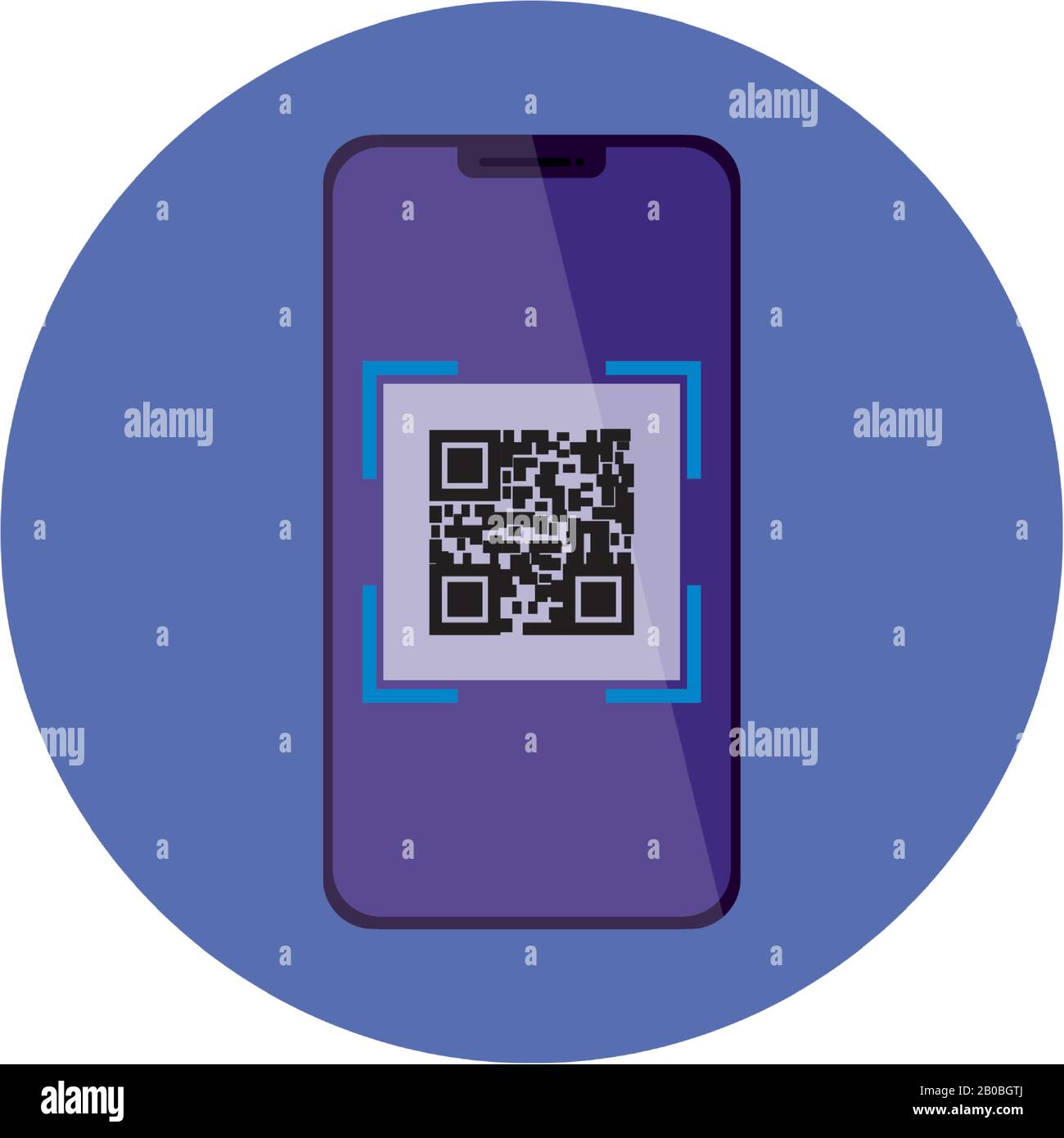 smartphone device with scan code qr in frame circular Stock Vector ...