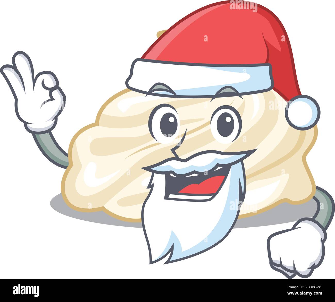Whipped cream in Santa cartoon character style with ok finger Stock ...