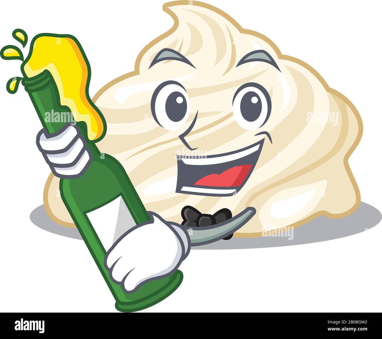 mascot cartoon design of whipped cream with bottle of beer Stock Vector ...