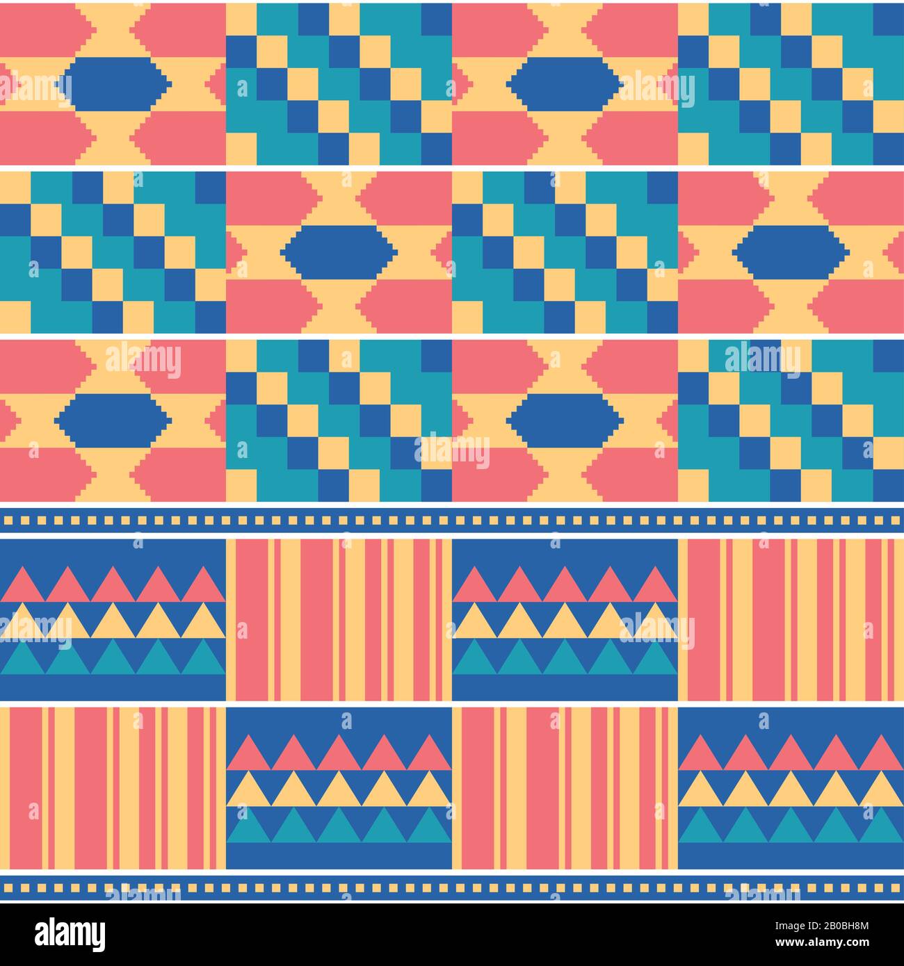 African tribal Kente mud cloth style vector seamless textile pattern ...