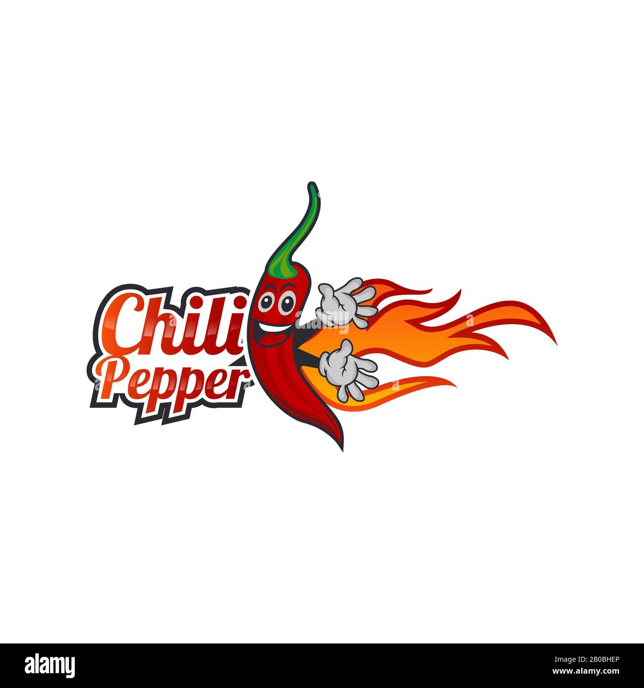 Chili Pepper Cartoon Mascot Logo template. Mexican Fast food logotype ...