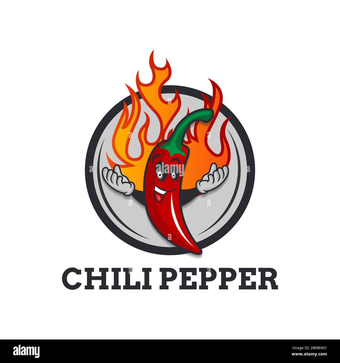 Chili Pepper Cartoon Mascot Logo template. Mexican Fast food logotype ...