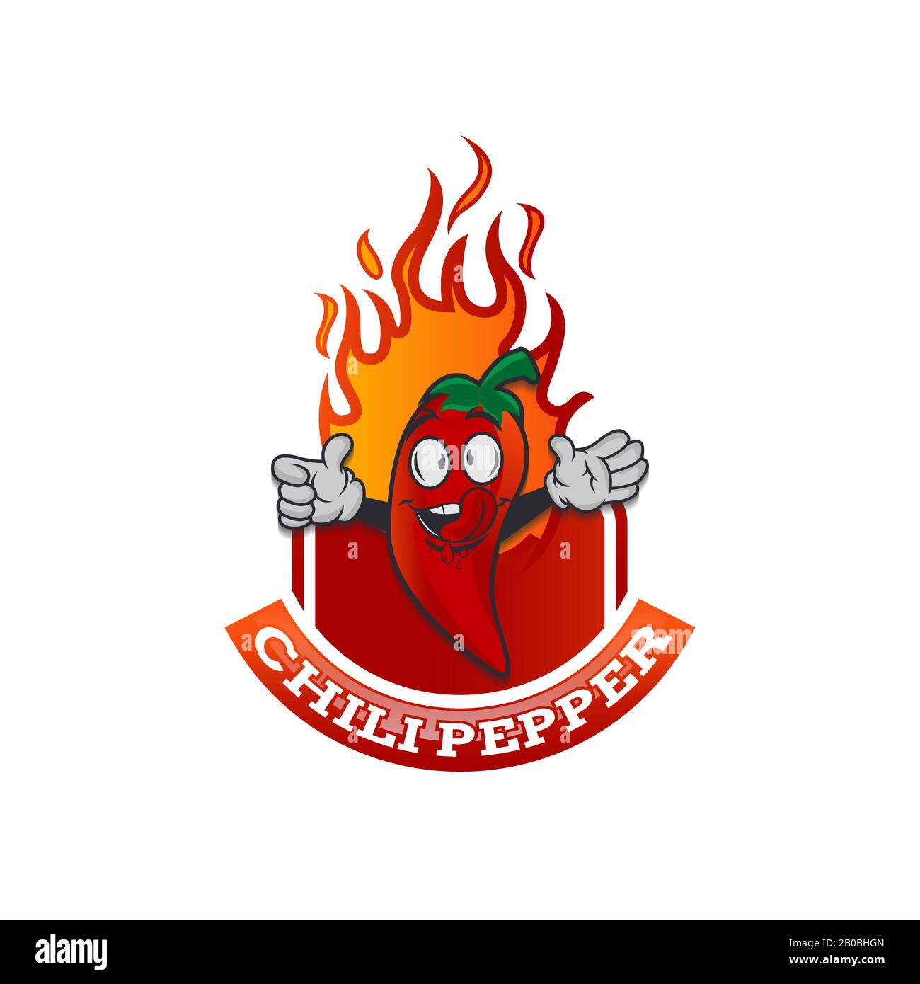 Chili Pepper Cartoon Mascot Logo template. Mexican Fast food logotype ...