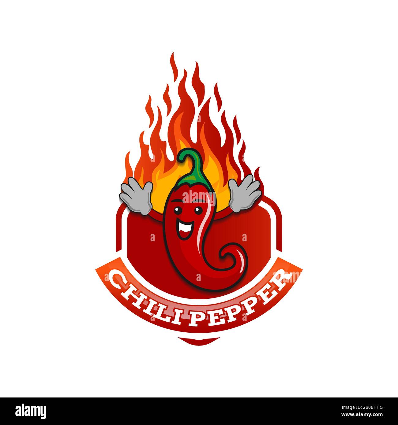 Chili Pepper Cartoon Mascot Logo template. Mexican Fast food logotype ...