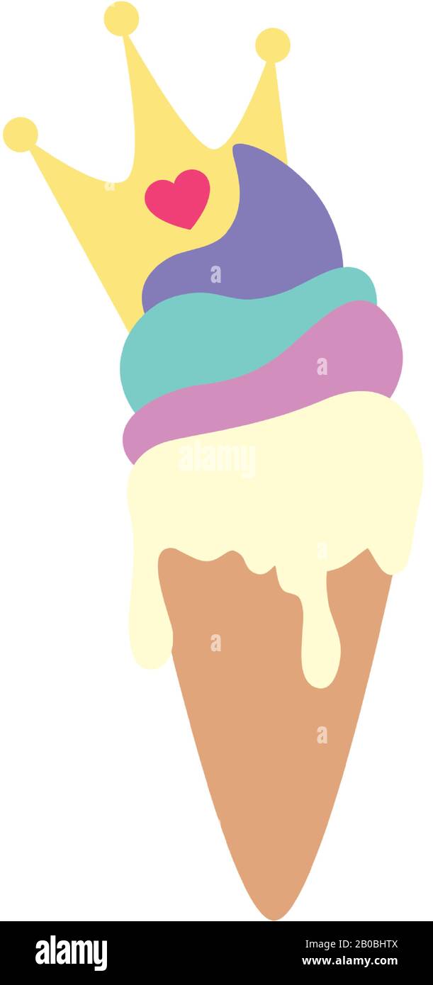 cute ice cream with crown isolated icon Stock Vector Image & Art - Alamy