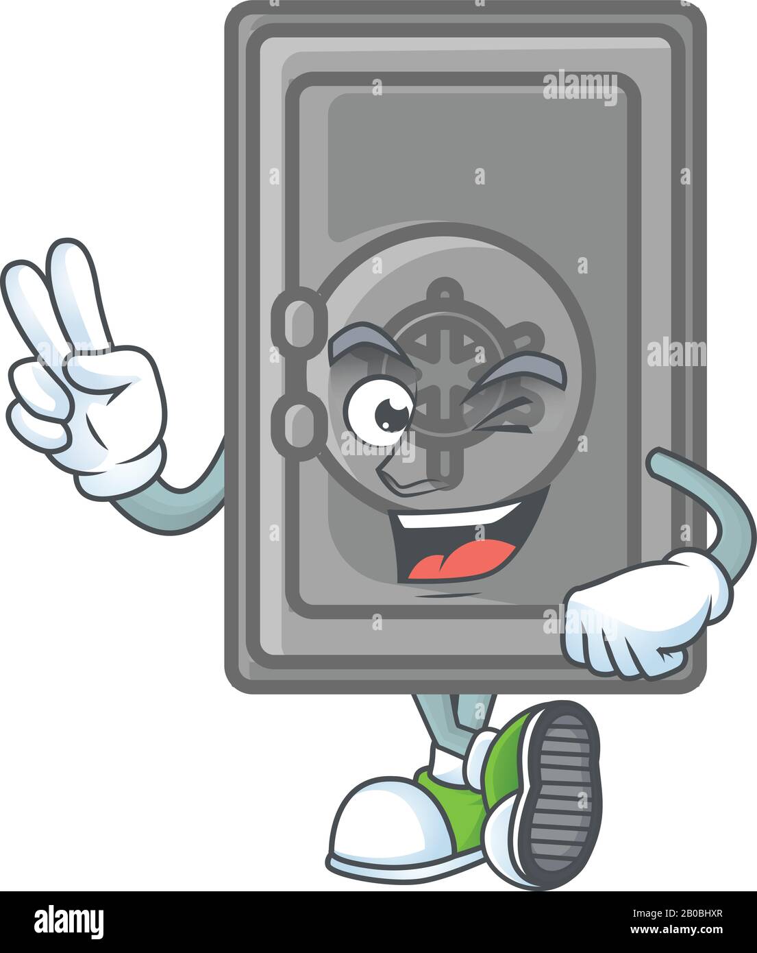 Cute cartoon mascot picture of security box closed with two fingers ...