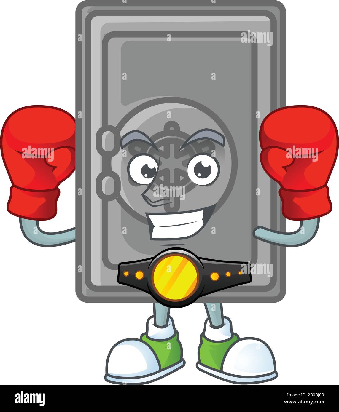 A sporty Boxing security box closed cartoon character design style ...