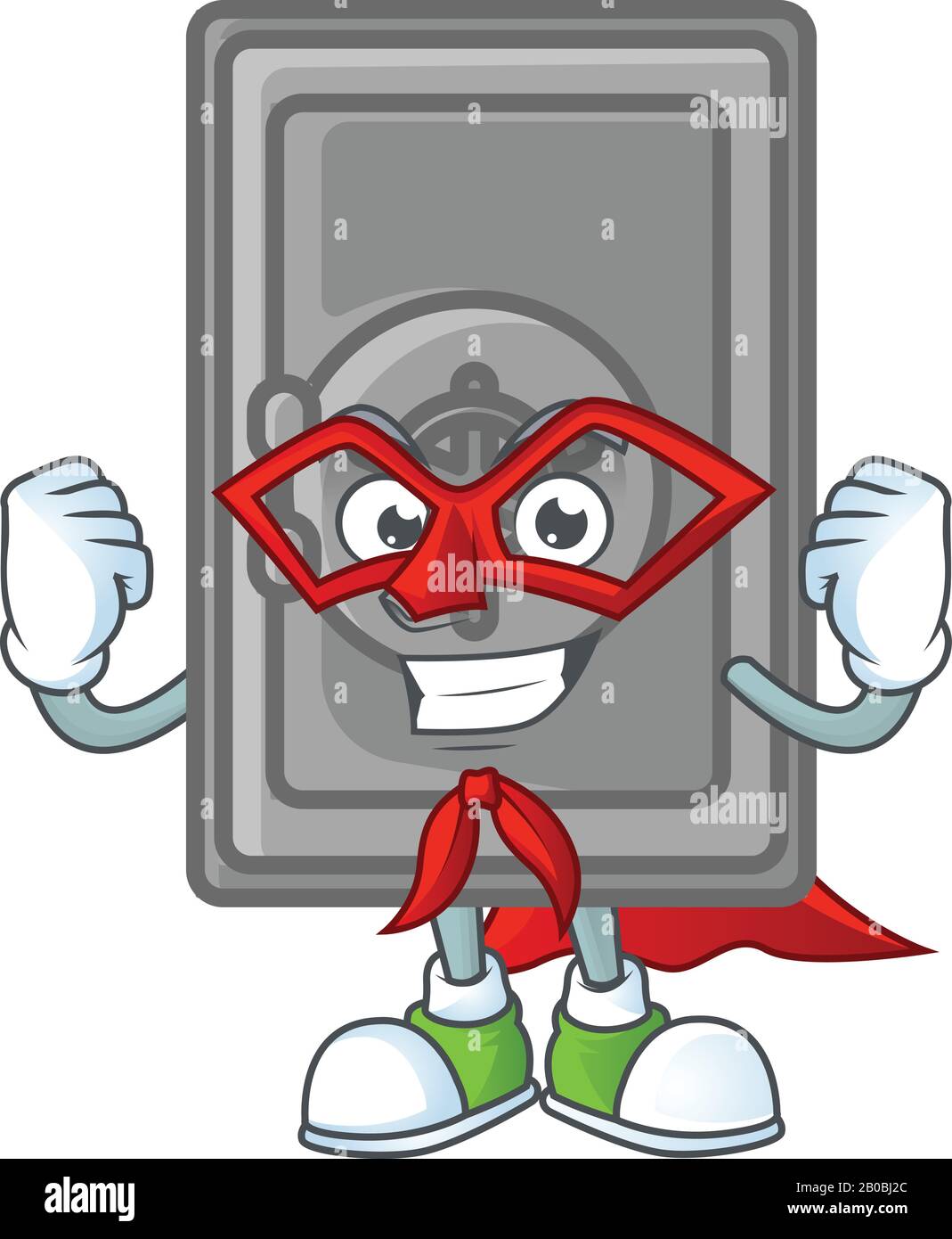A friendly picture of security box closed dressed as a Super hero Stock ...