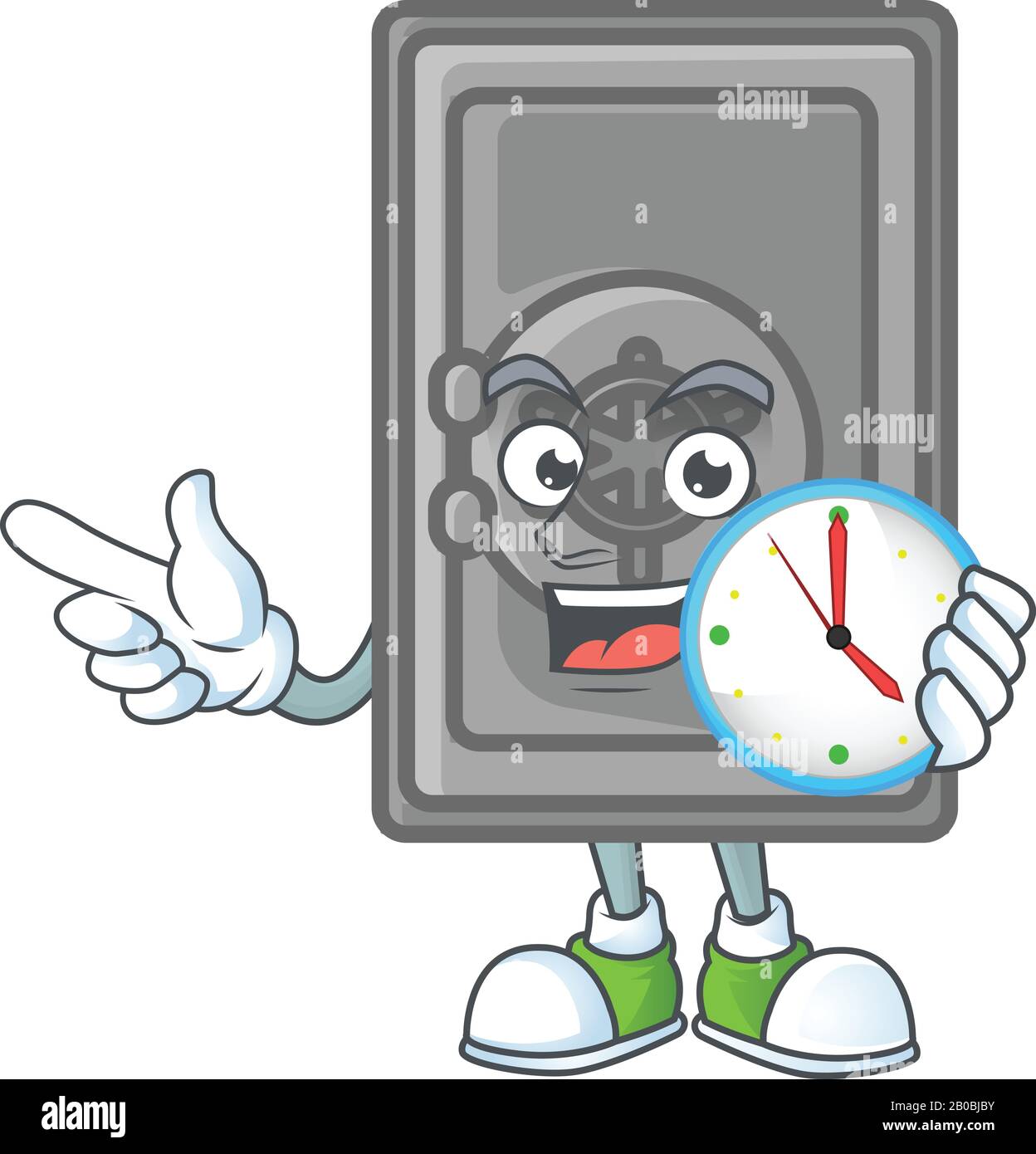 Security box closed cartoon character style with a clock Stock Vector ...