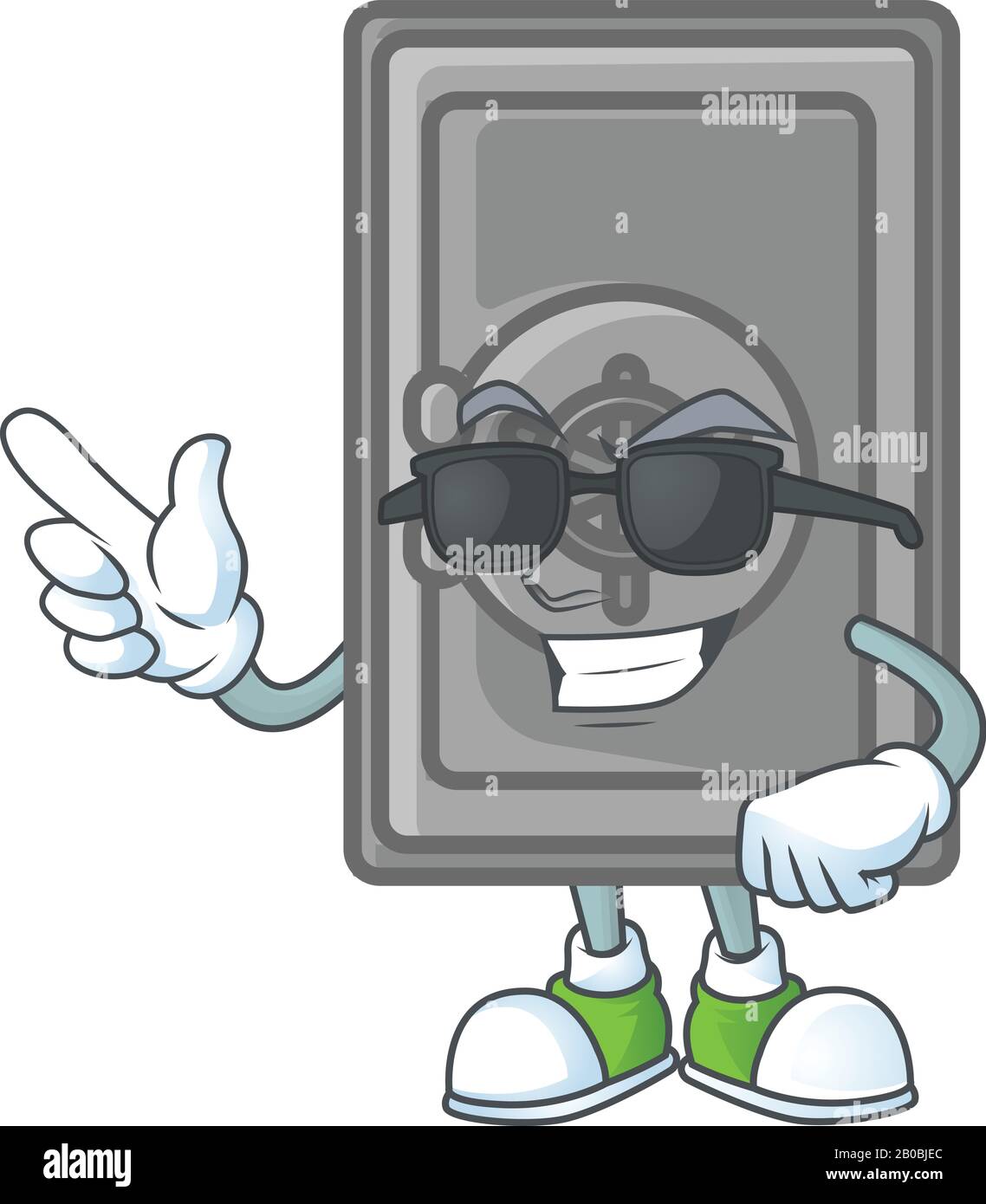 Super cool security box closed mascot character wearing black glasses ...