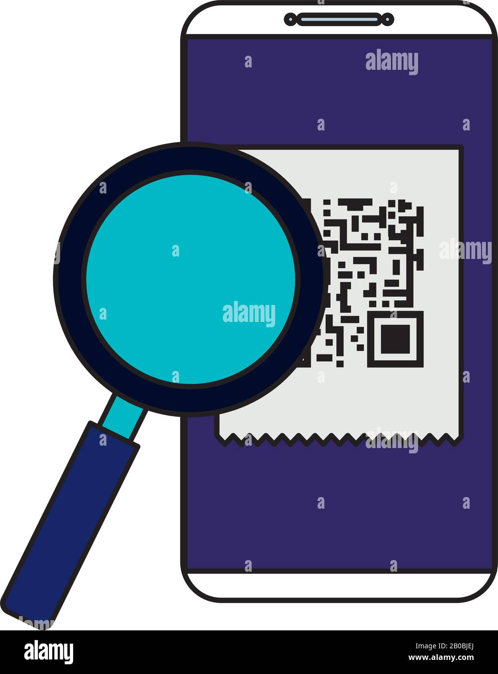 smartphone device with scan code qr and magnifying glass Stock Vector ...