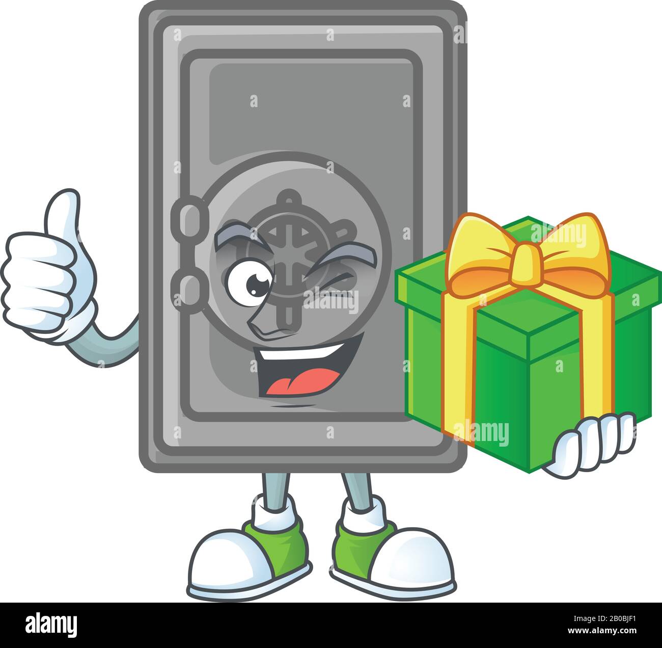 Cute security box closed character holding a gift box Stock Vector ...