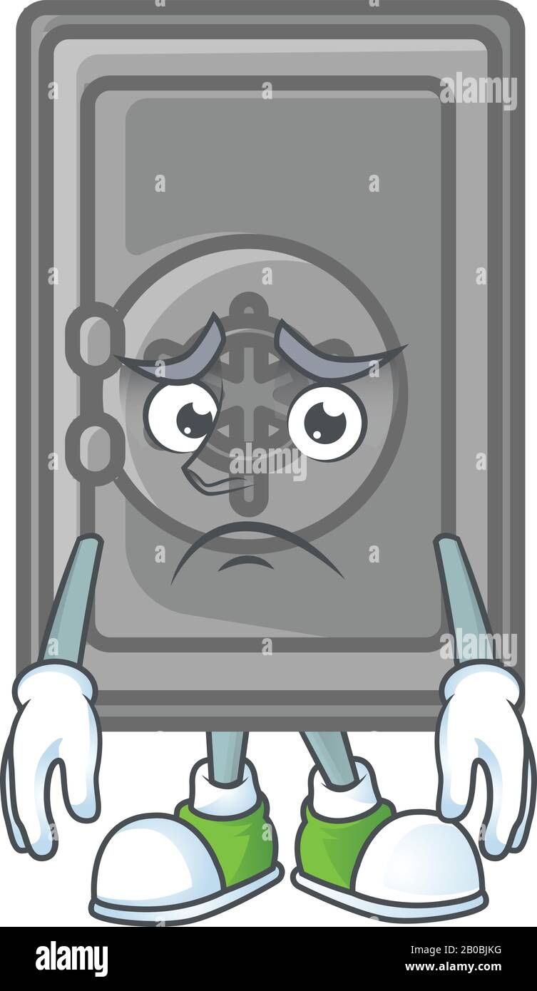 Cartoon character of a security box closed having an afraid face Stock ...