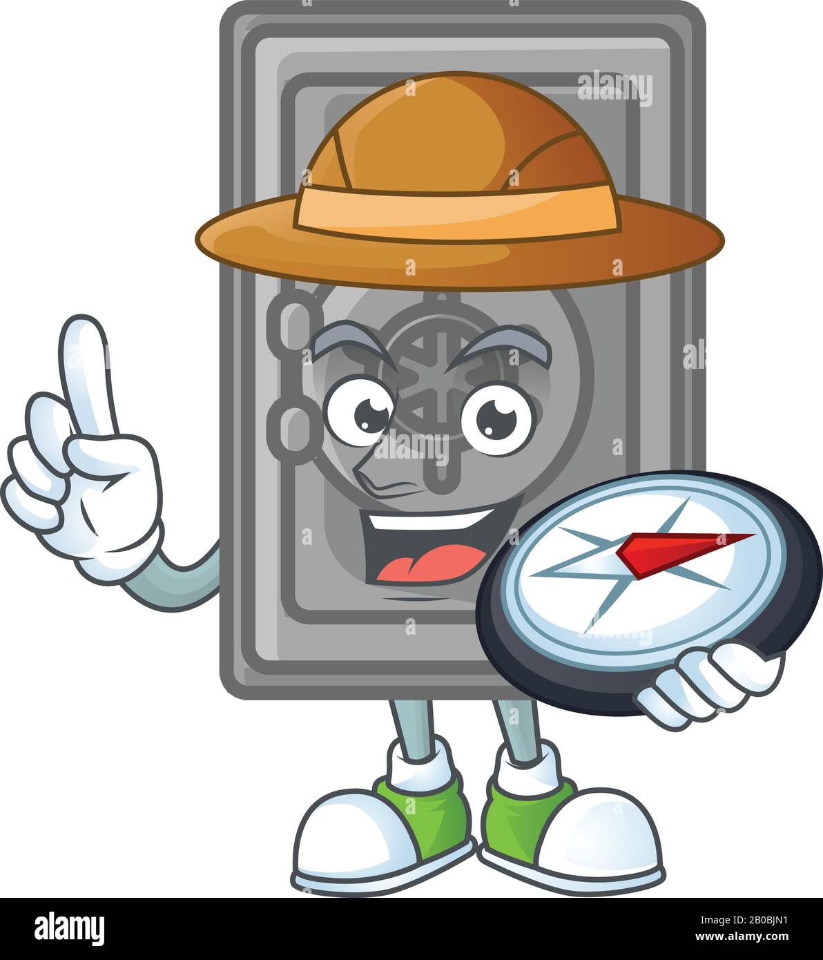A security box closed explorer cartoon design having a compass Stock ...