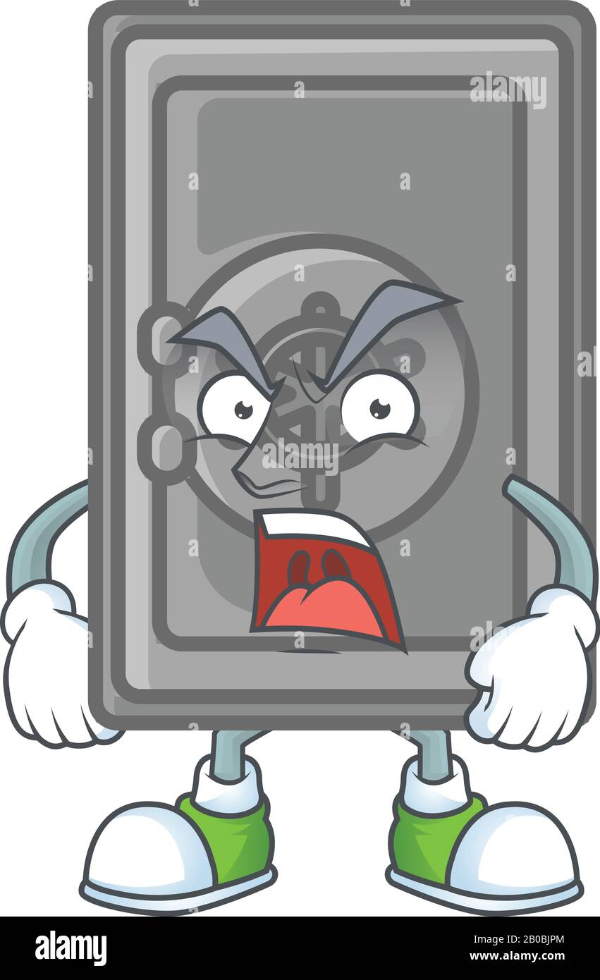 Security box closed cartoon character design with angry face Stock ...