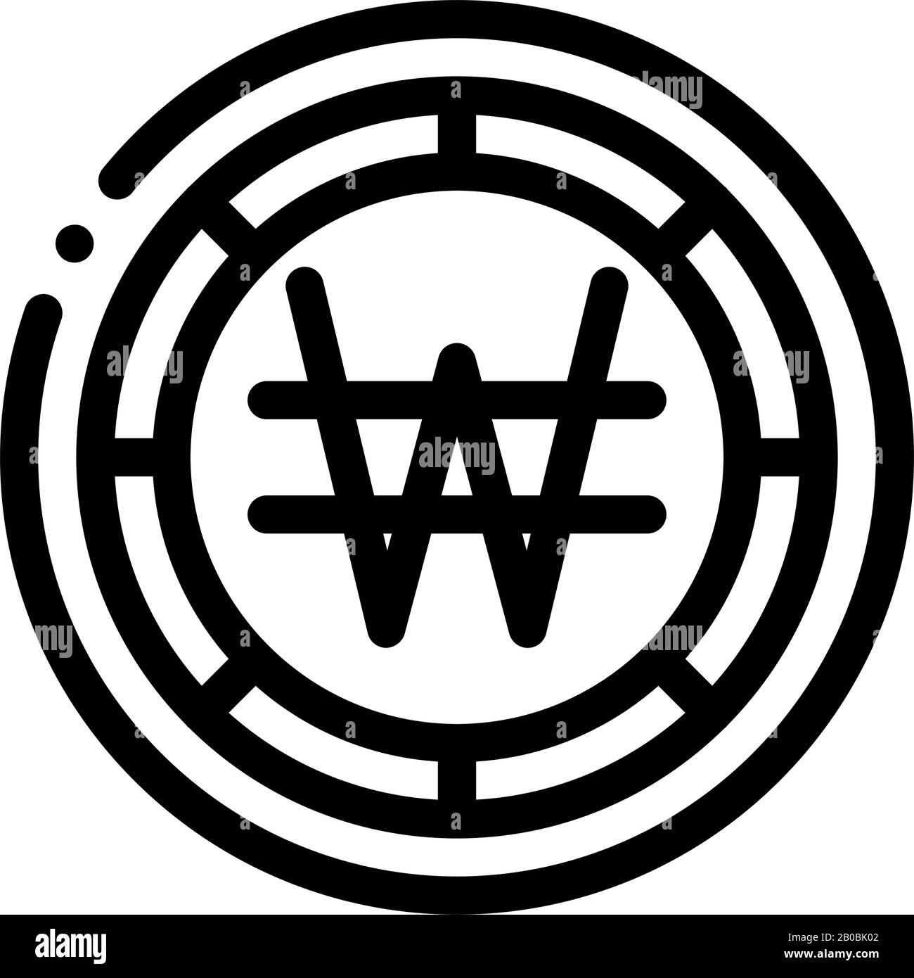 Krw Won Currency Icon Vector Outline Illustration Stock Vector Image ...