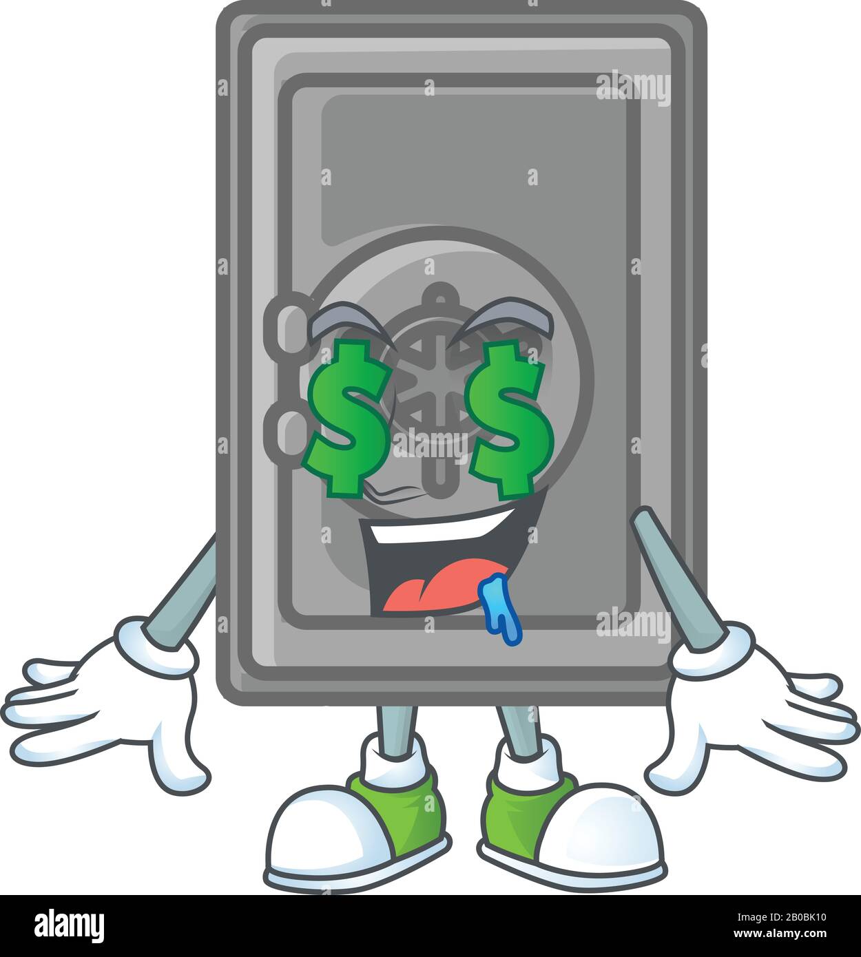 cartoon character style of security box closed with Money eye Stock ...