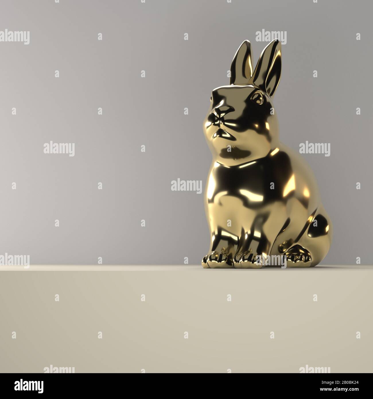 golden rabbit on white background ideal for Easter theme, 3D rendering ...