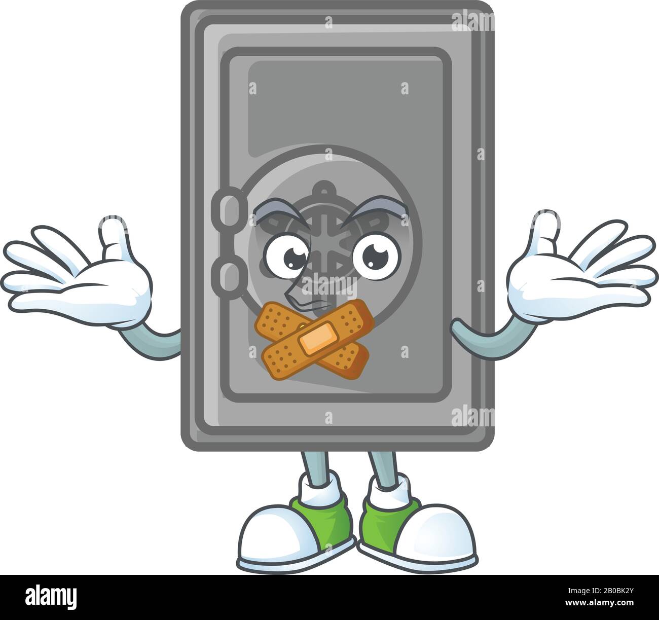 mascot cartoon character design of security box closed making a silent ...