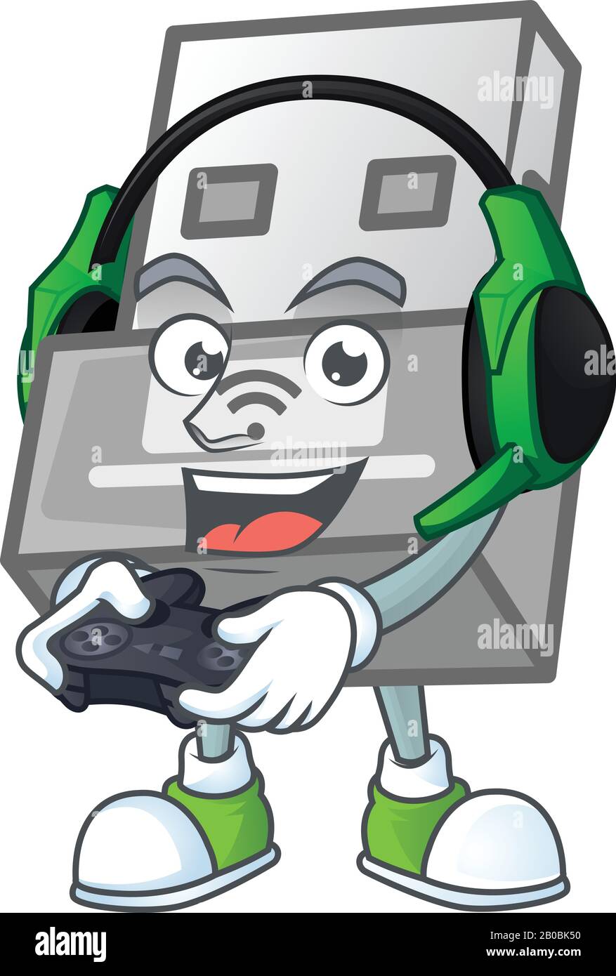 USB wireless adapter cartoon picture play a game with headphone and ...