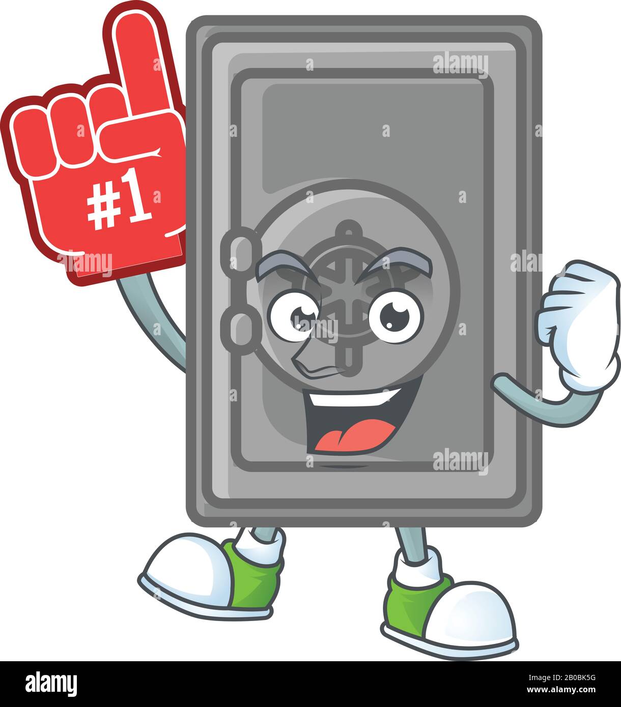 A cartoon design of security box closed holding a Foam finger Stock ...