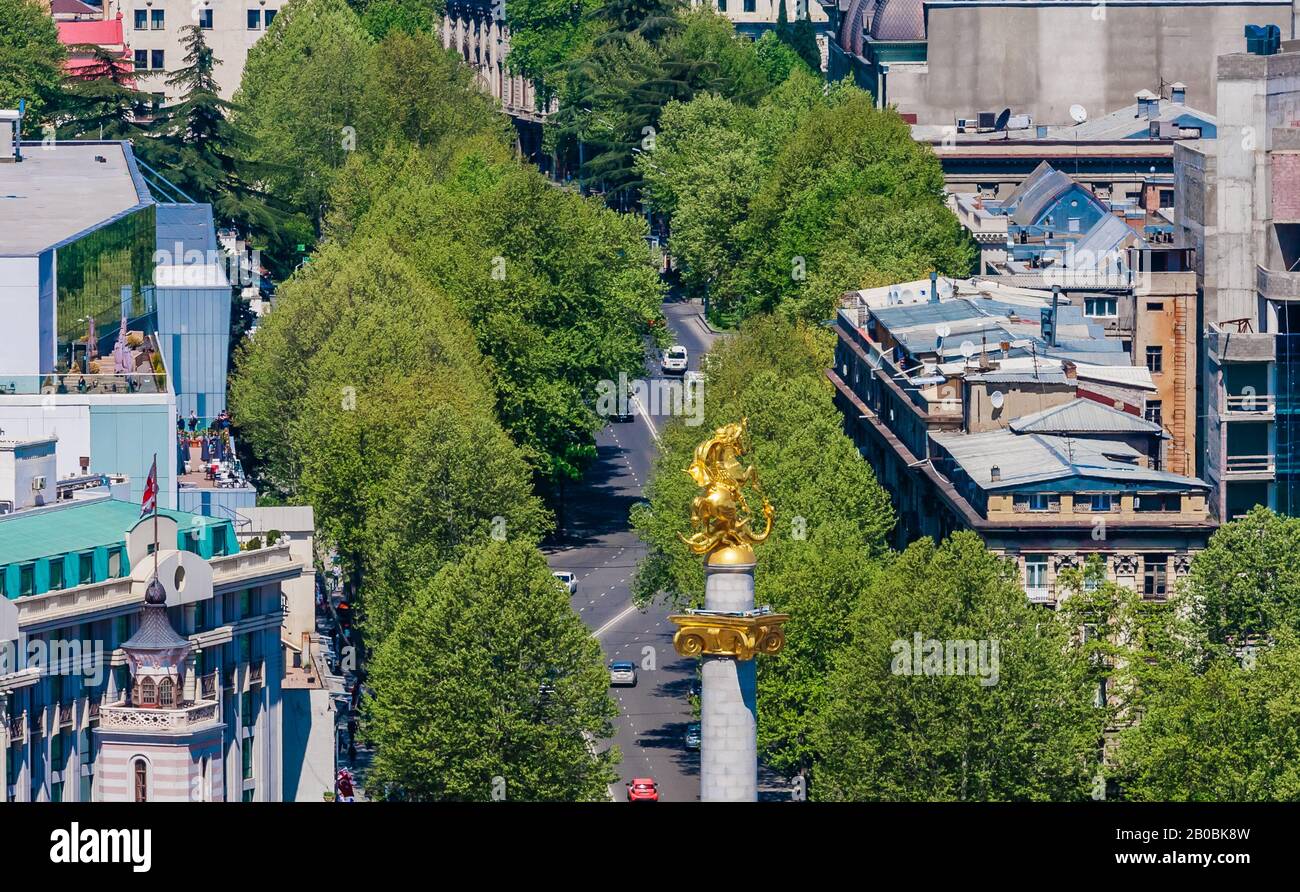 Monument in honor of George Victorious at the Freedom Square . Tbilisi ...