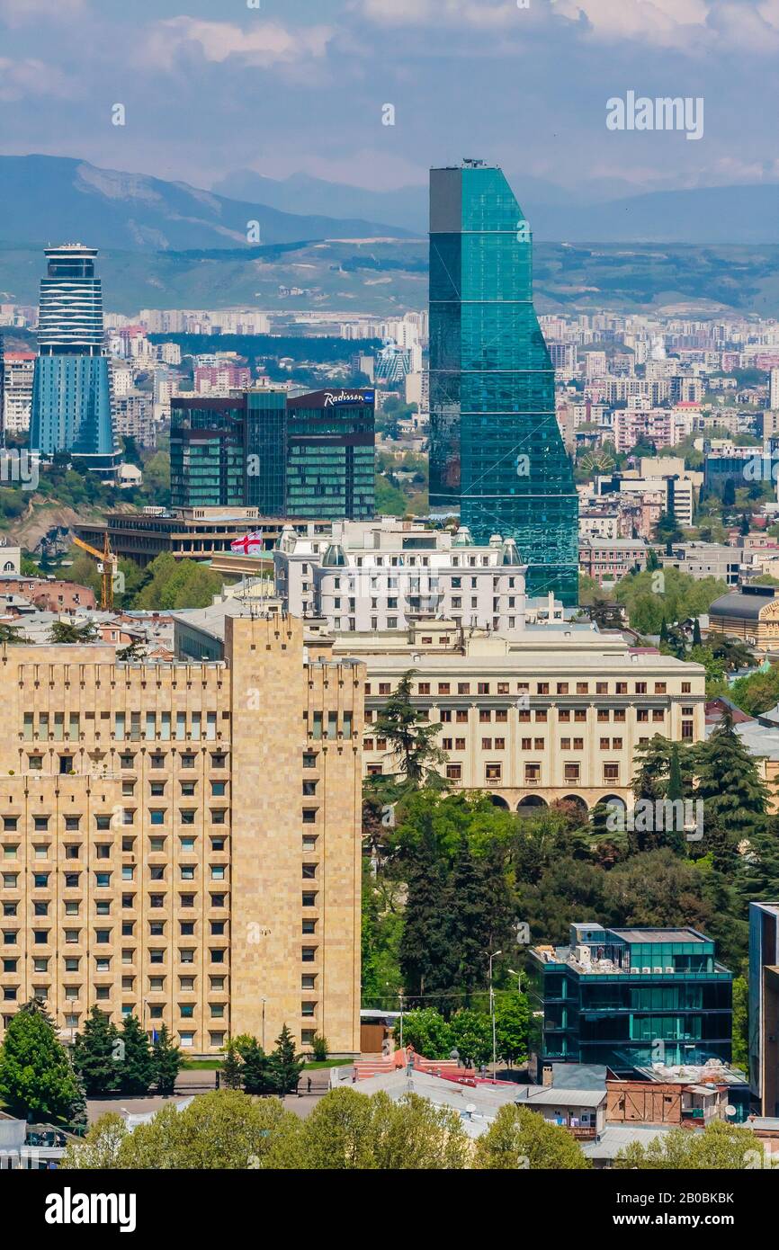 Tbilisi: Millennium Hotel, view from Sololaki Hill. Georgia Stock Photo ...