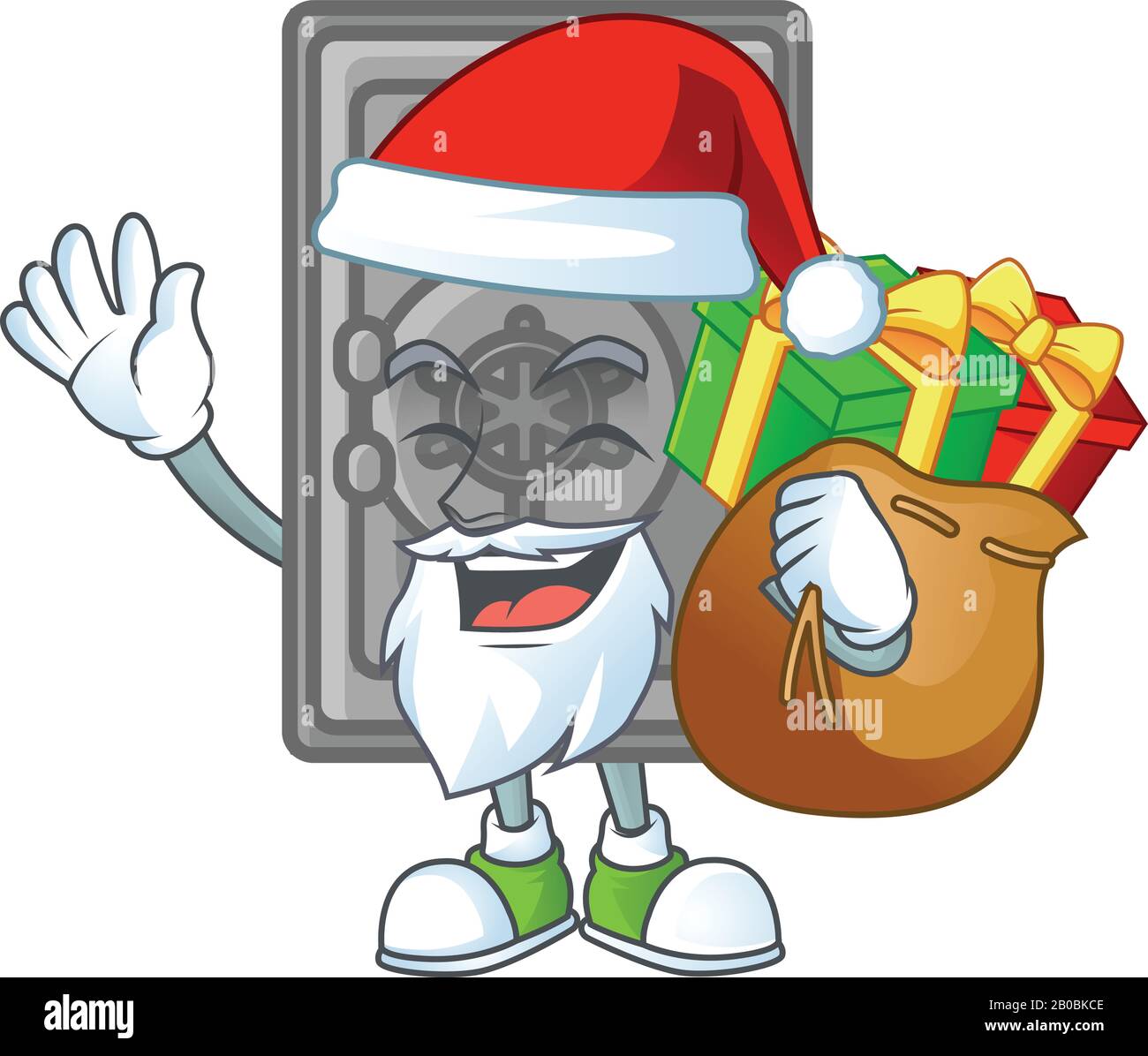 Santa security box closed Cartoon design having a sack of gifts Stock ...