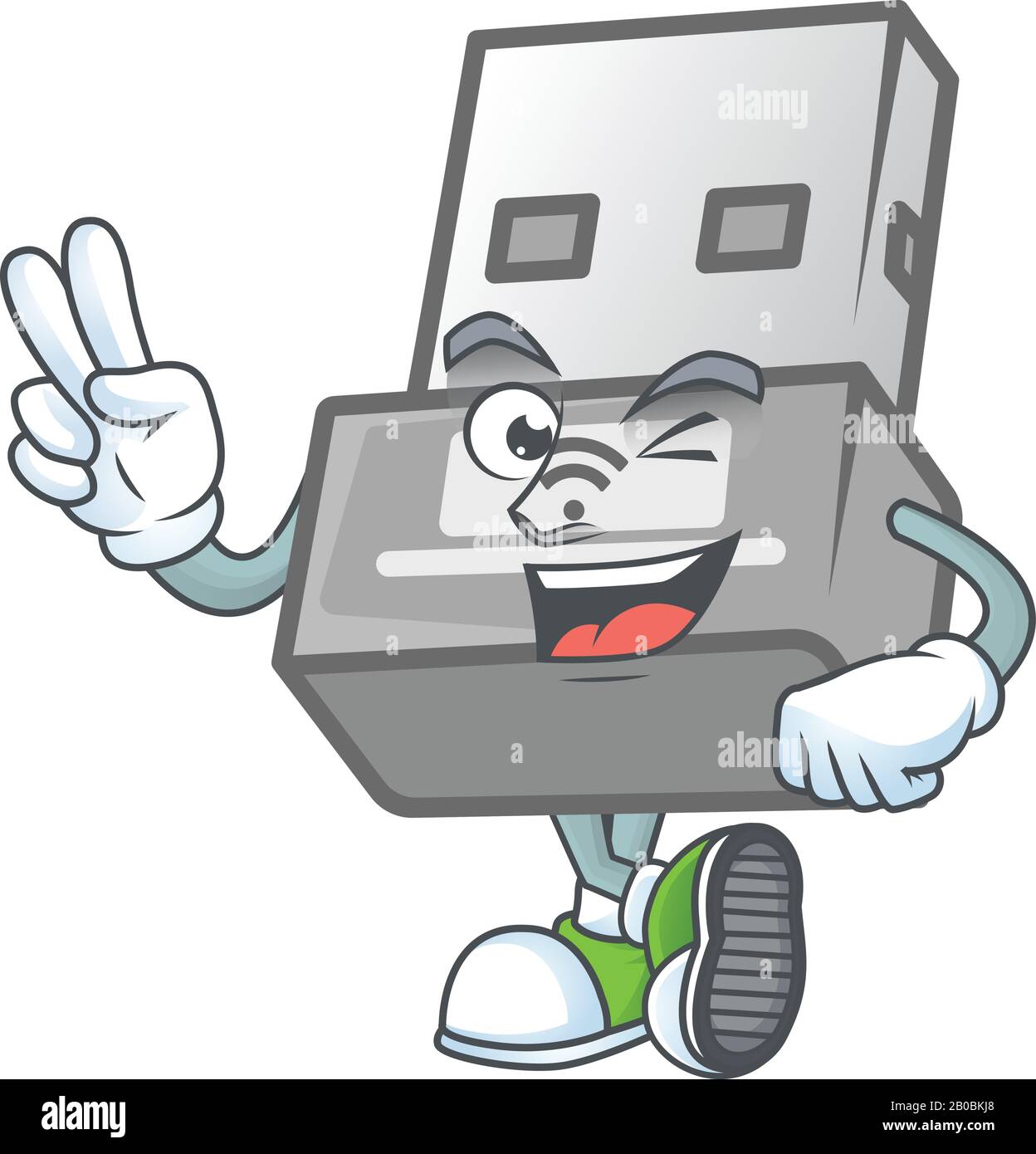 Cute cartoon mascot picture of USB wireless adapter with two fingers ...