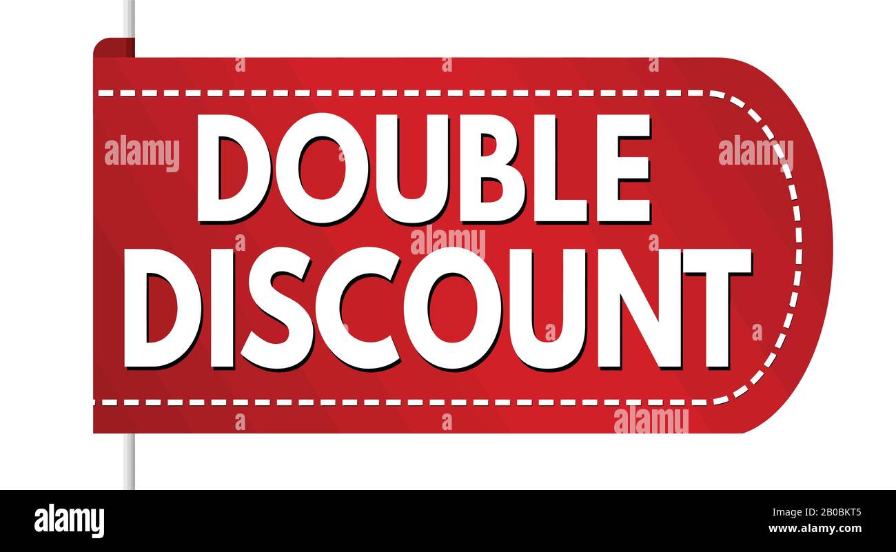 Double discount banner design on white background, vector illustration ...