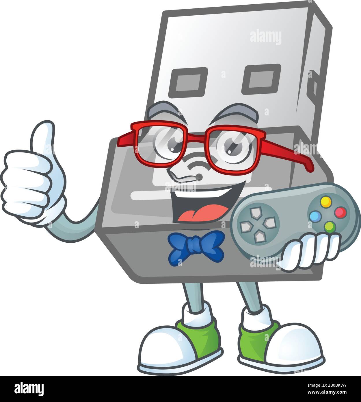 An attractive gamer USB wireless adapter cartoon character design Stock ...