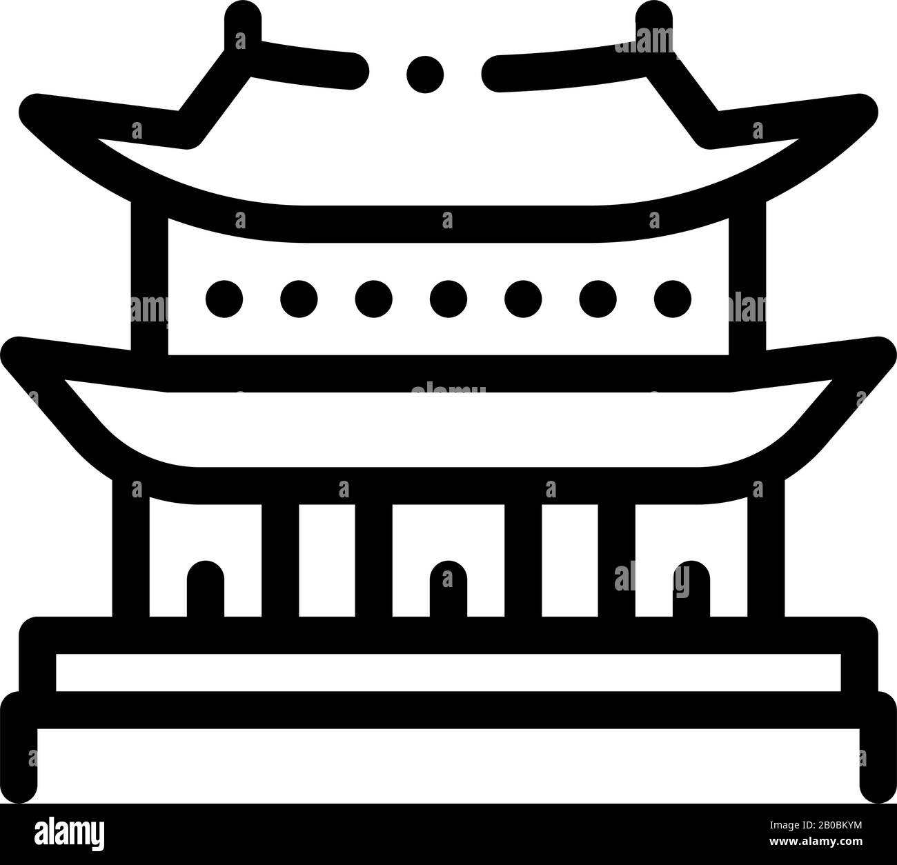 Korean Building Icon Vector Outline Illustration Stock Vector Image ...