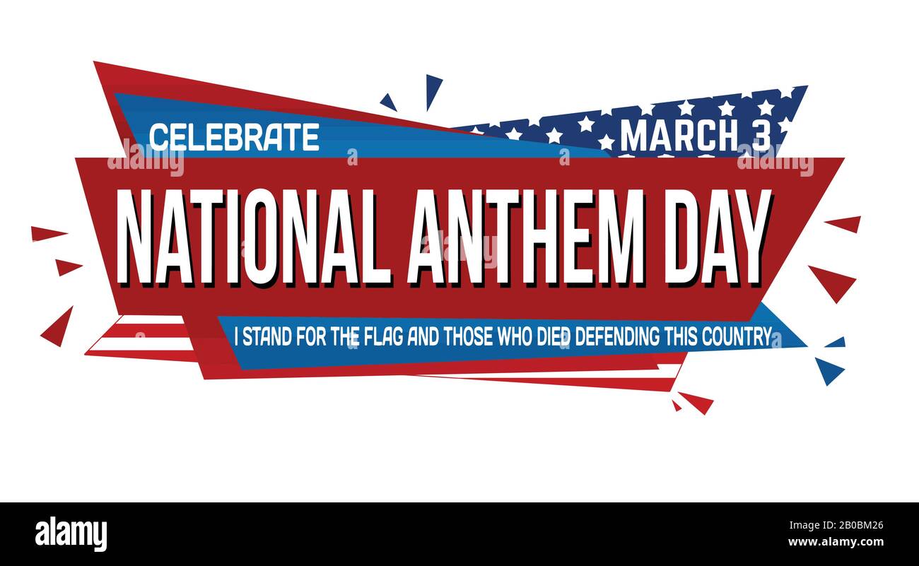 National anthem day banner design on white background, vector ...