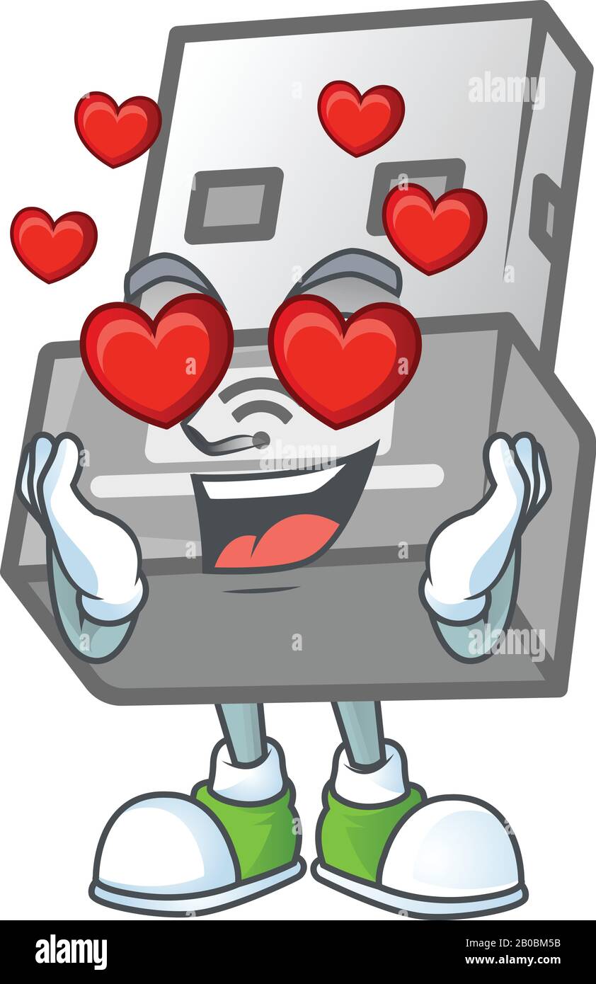 A romantic USB wireless adapter cartoon mascot design style Stock ...