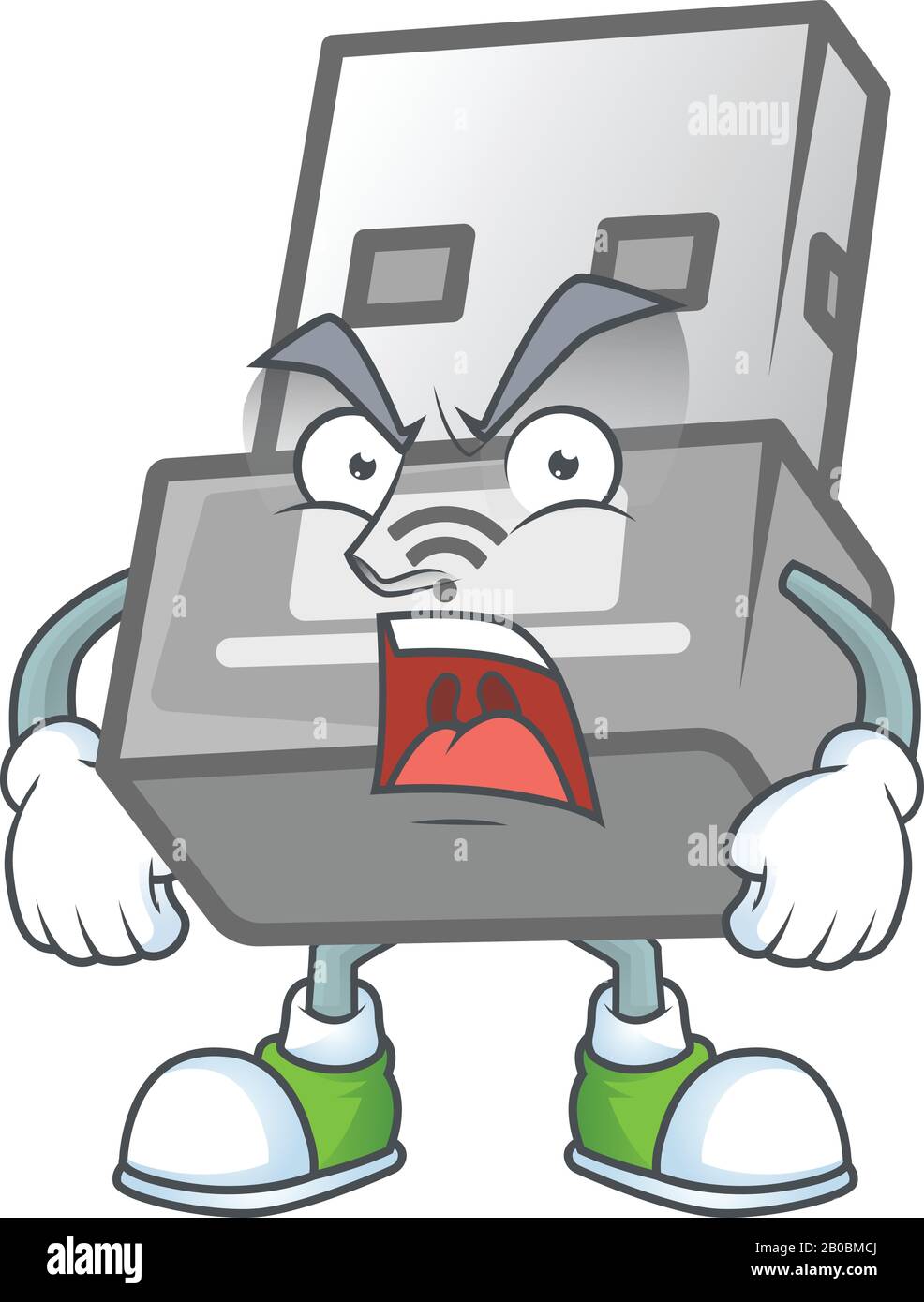 USB wireless adapter cartoon character design with angry face Stock ...