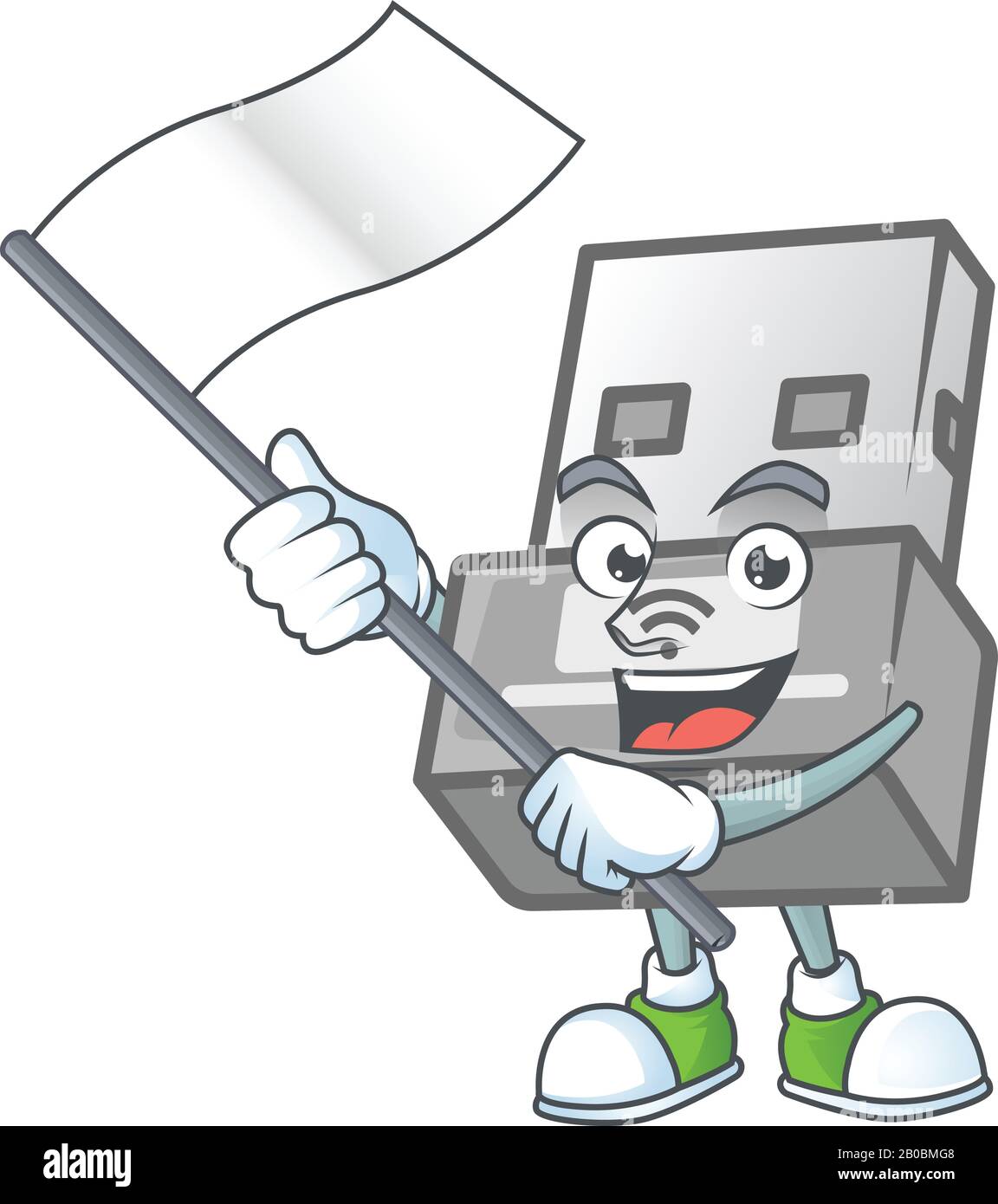 Funny USB wireless adapter cartoon character design with a flag Stock ...