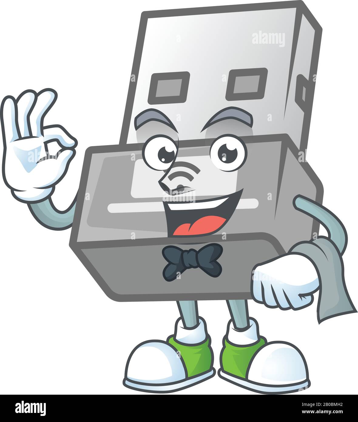 A USB wireless adapter cartoon mascot working as a Waiter Stock Vector ...