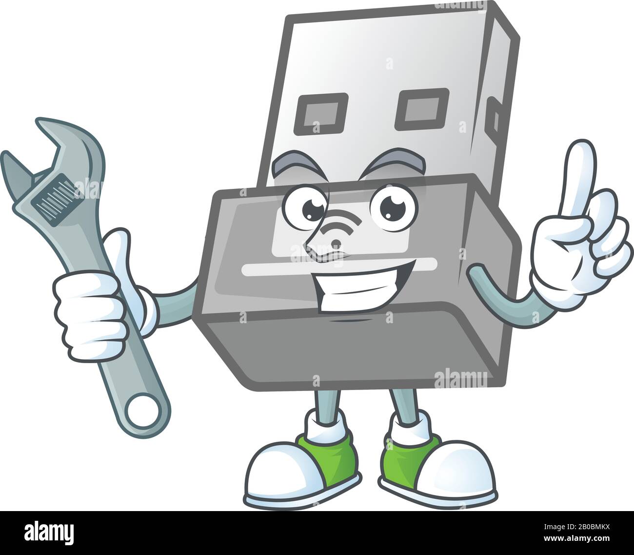 happily Mechanic USB wireless adapter cartoon character design Stock ...