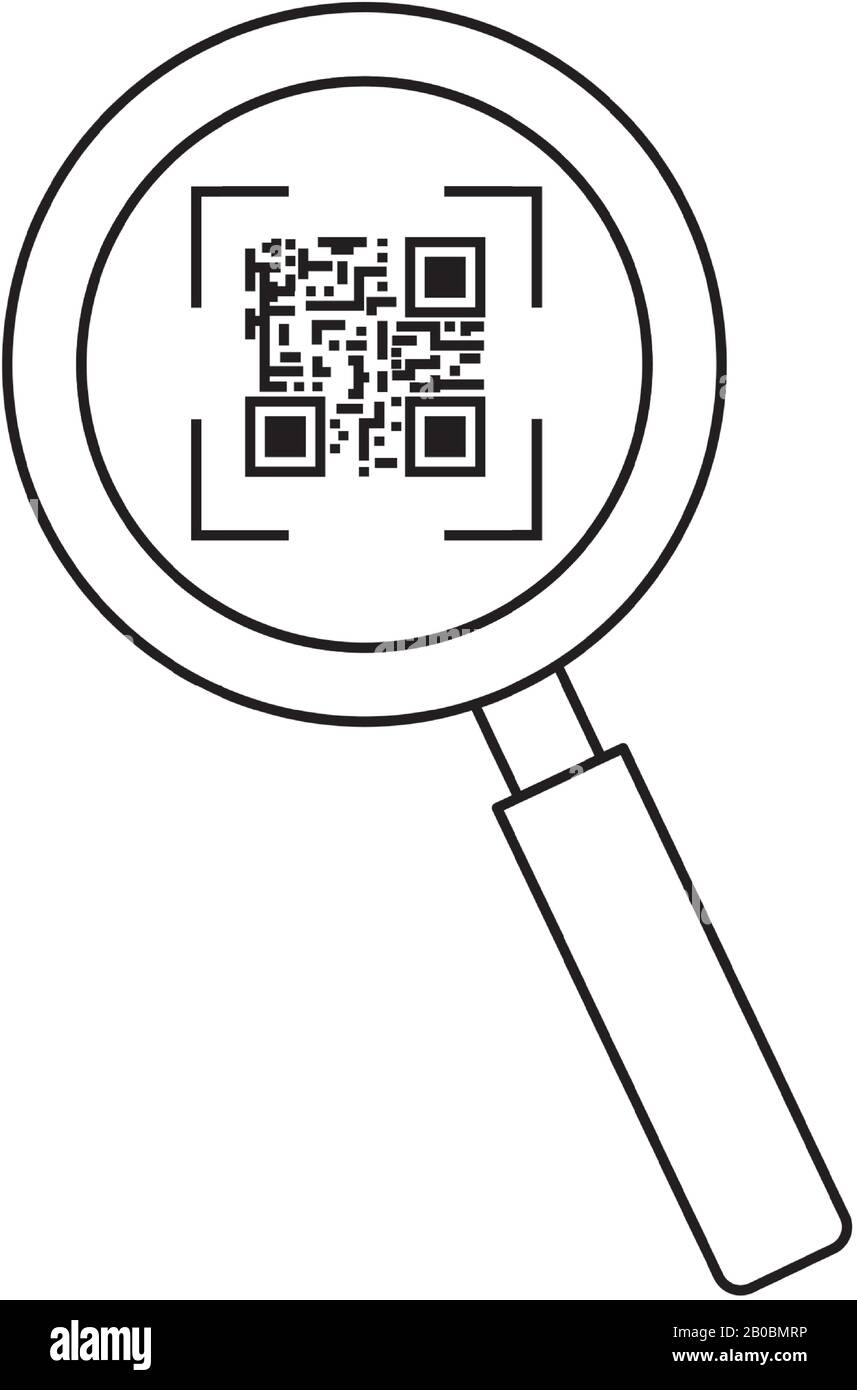 classic qr code in magnifying glass line style icon Stock Vector Image ...