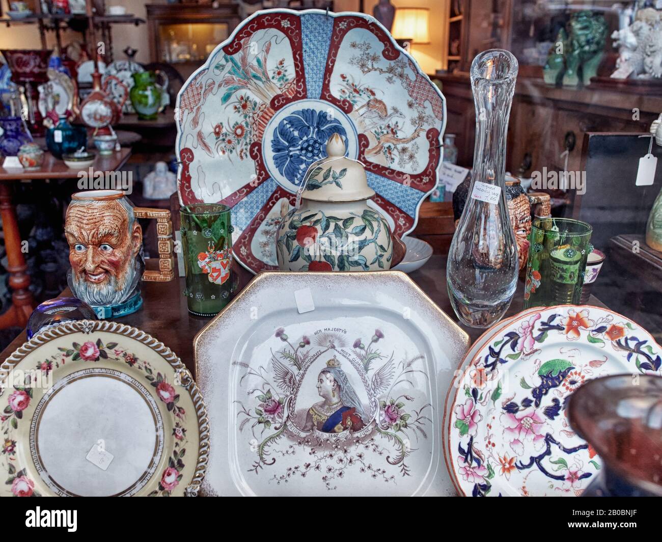 The window of an antiques store in Alfred Square Deal Kent old town ...