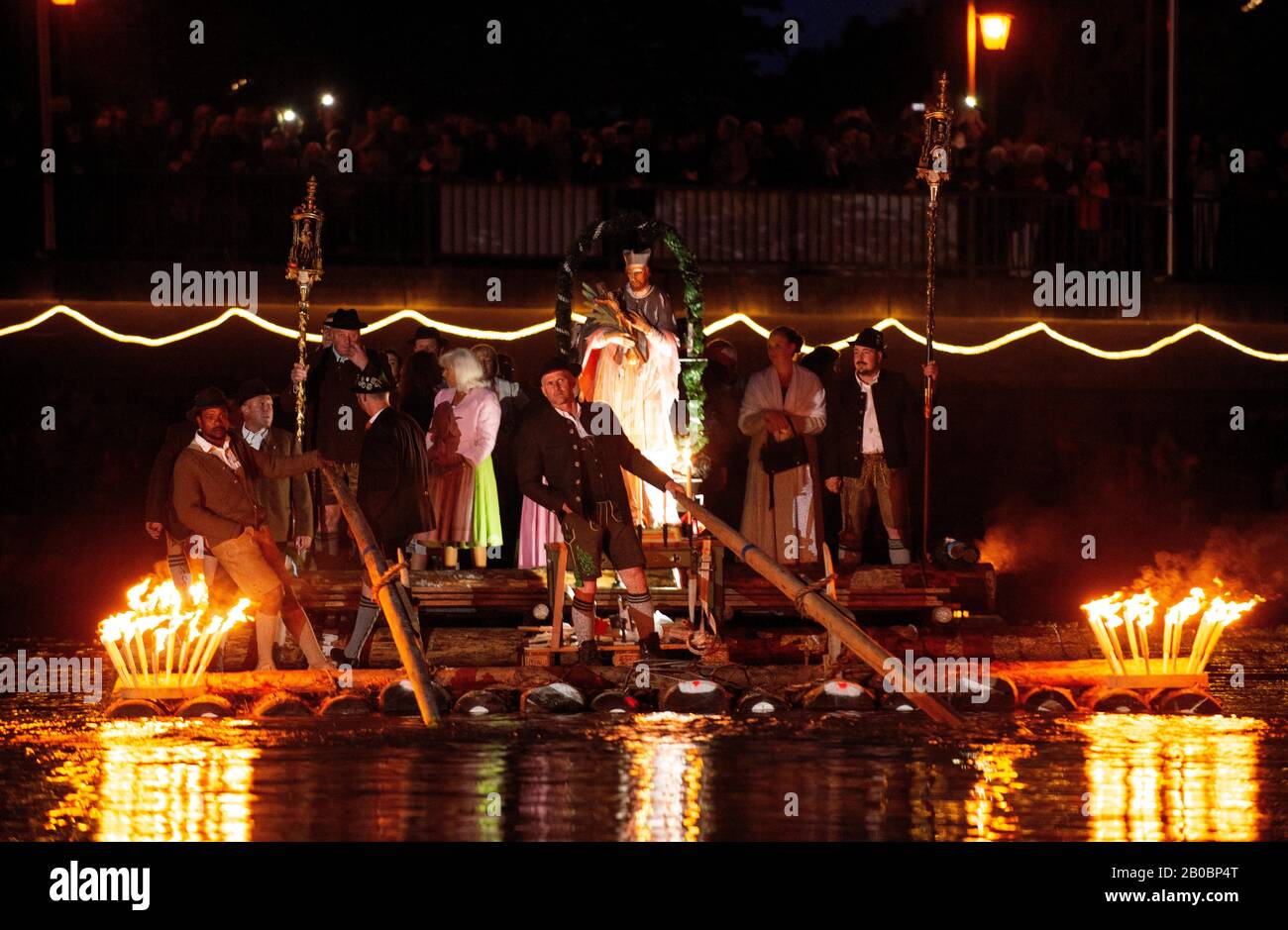 Johanni raft procession on the name day of St. John of Nepomuk, rafters ...