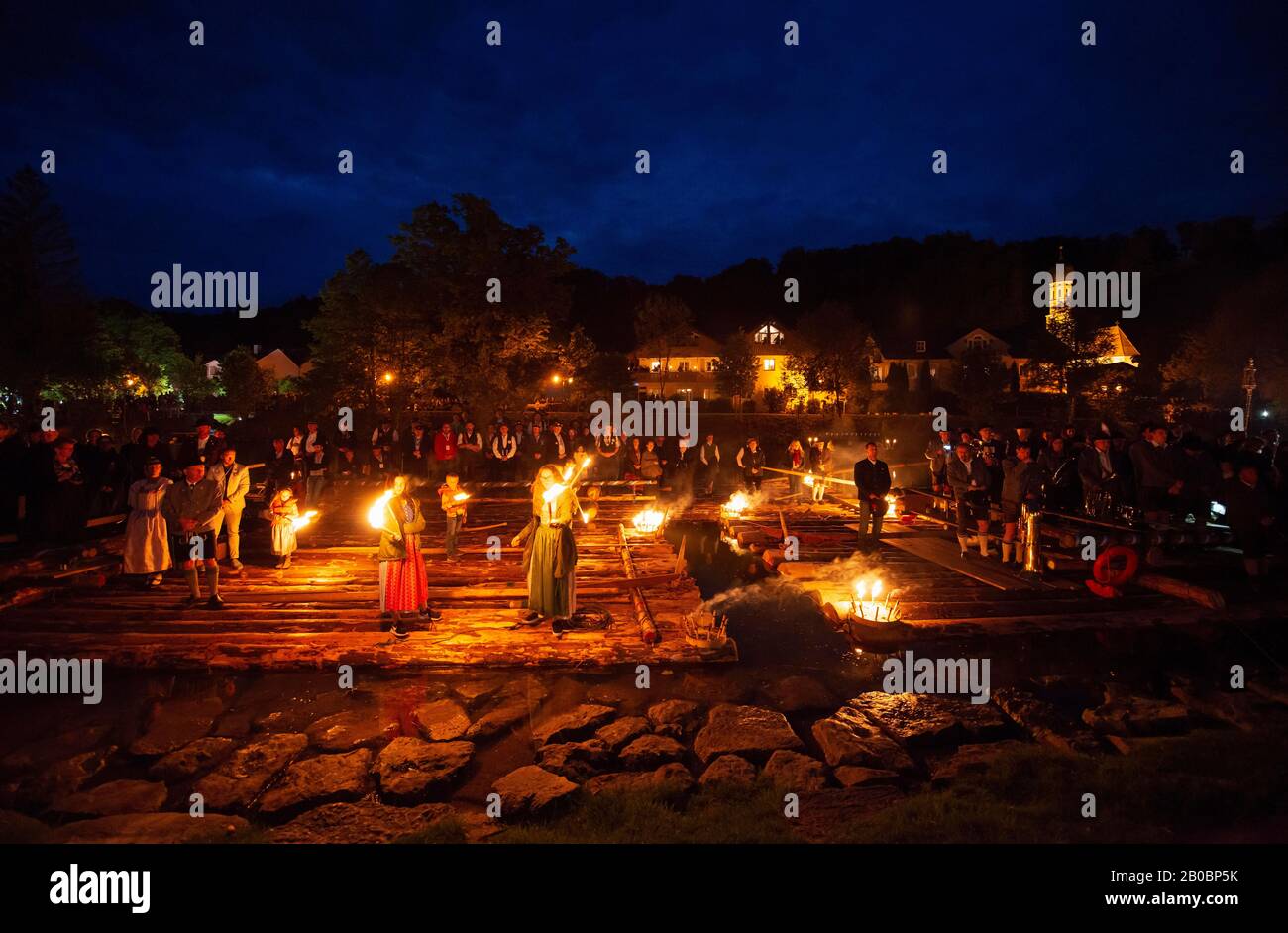 Johanni raft procession on the name day of St. John of Nepomuk, rafters ...