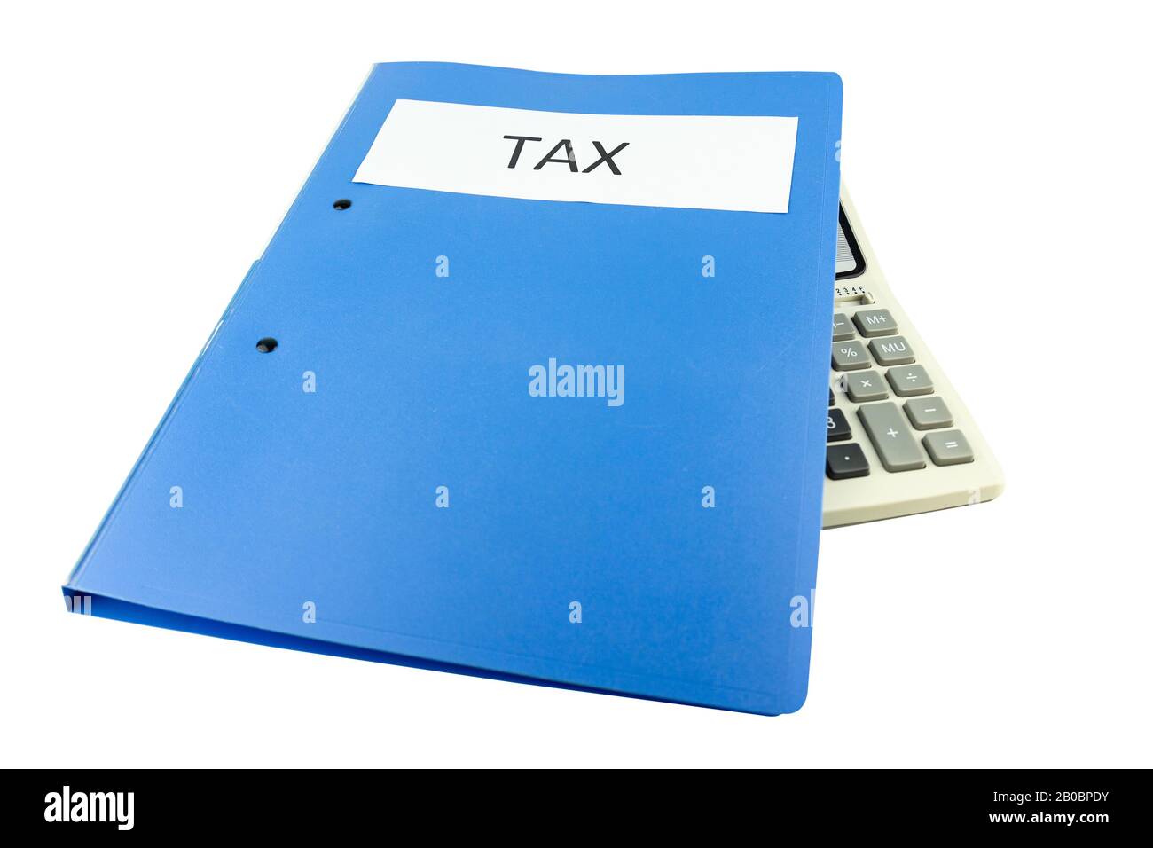 Folder Tax documents and paper files with calculator concept Annual tax ...